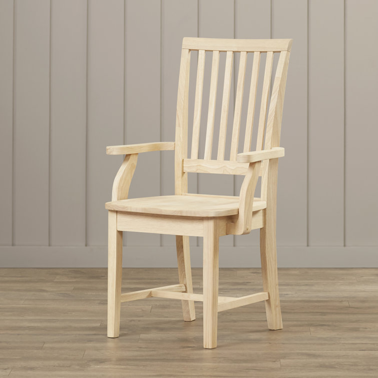 Loon Peak® Pleasanton Solid Wood Slat Back Arm Chair In Unfinished